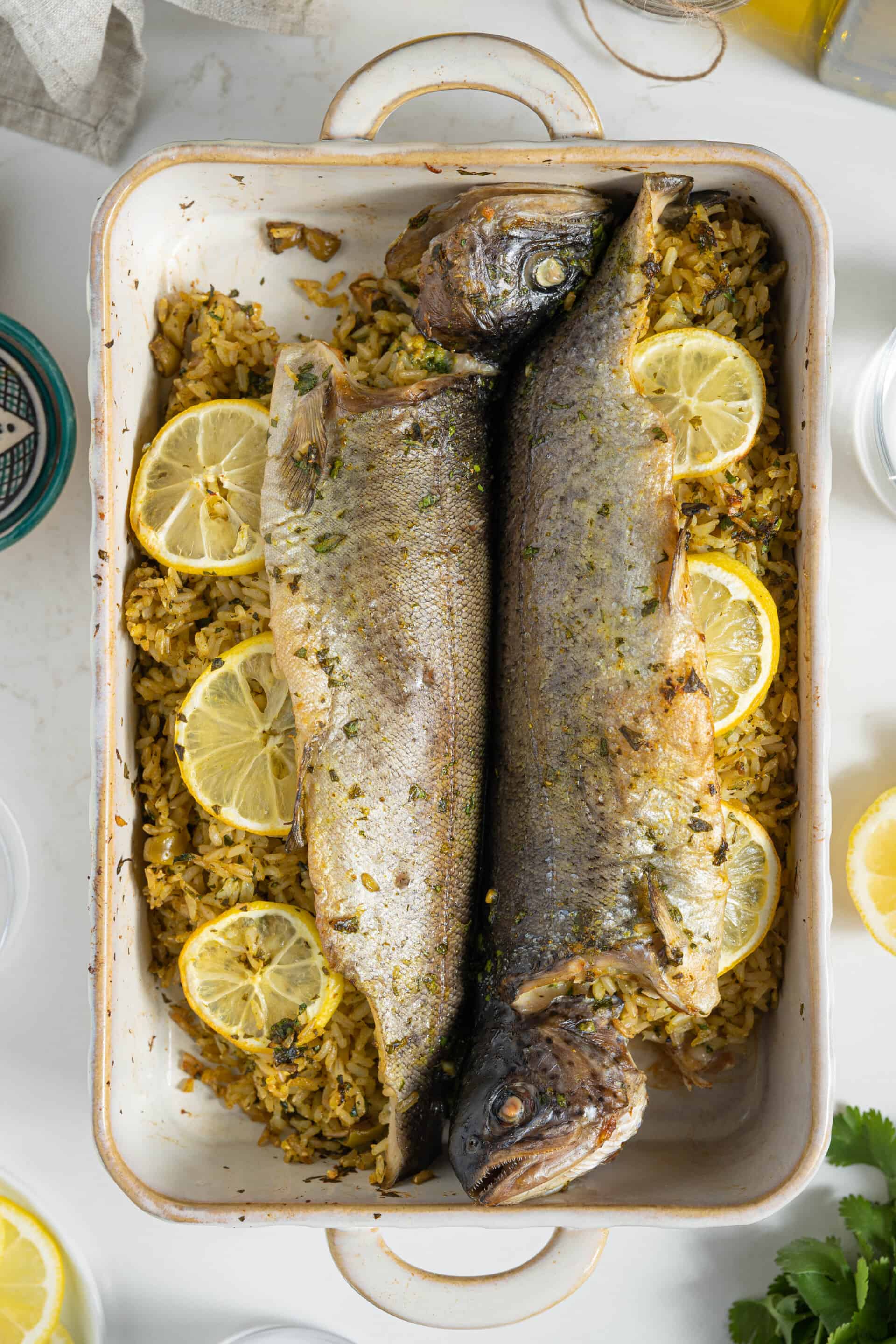 Oven-Baked Stuffed Trout with Chermoula Rice | Salima's Kitchen