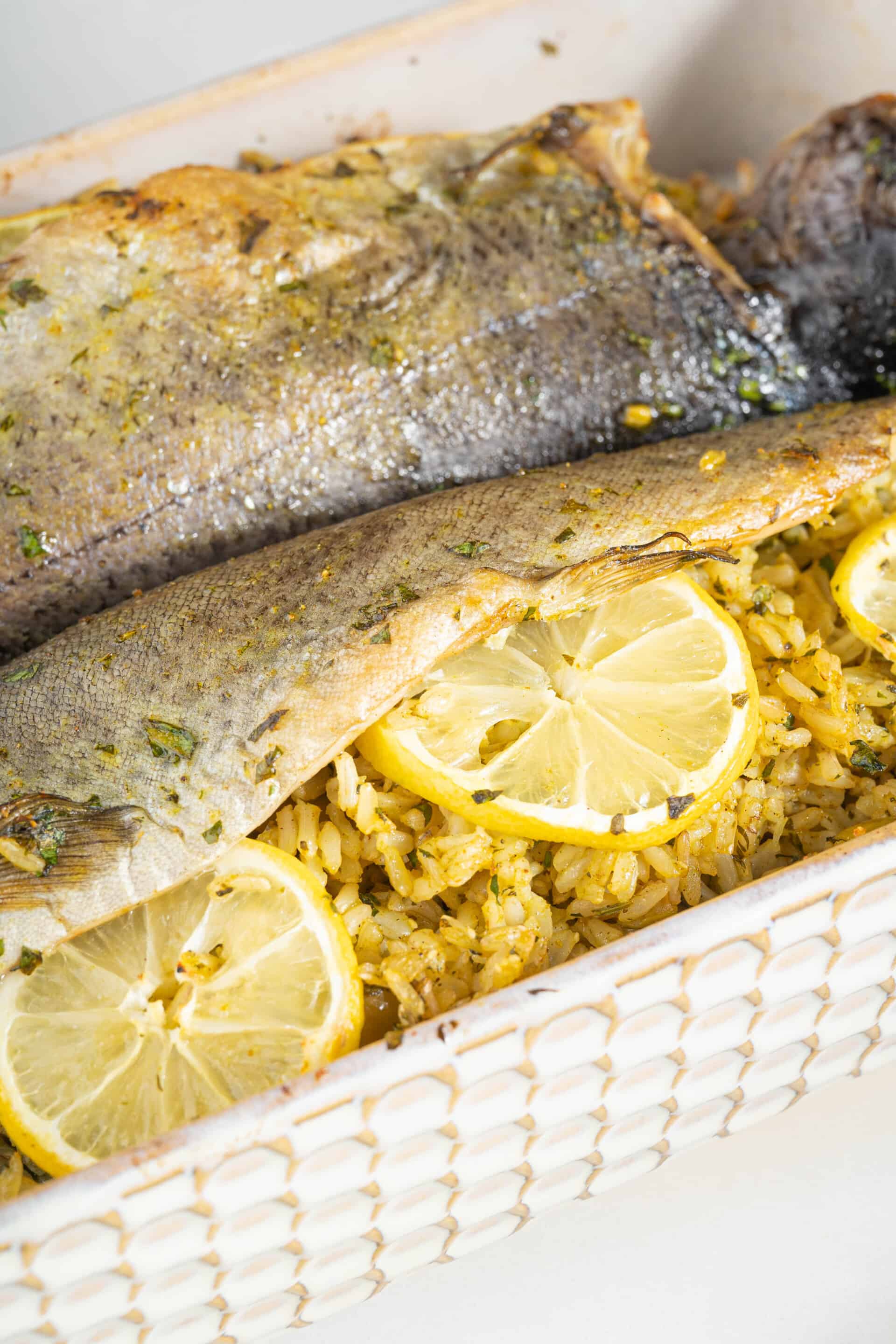 Oven-Baked Stuffed Trout with Chermoula Rice | Salima's Kitchen