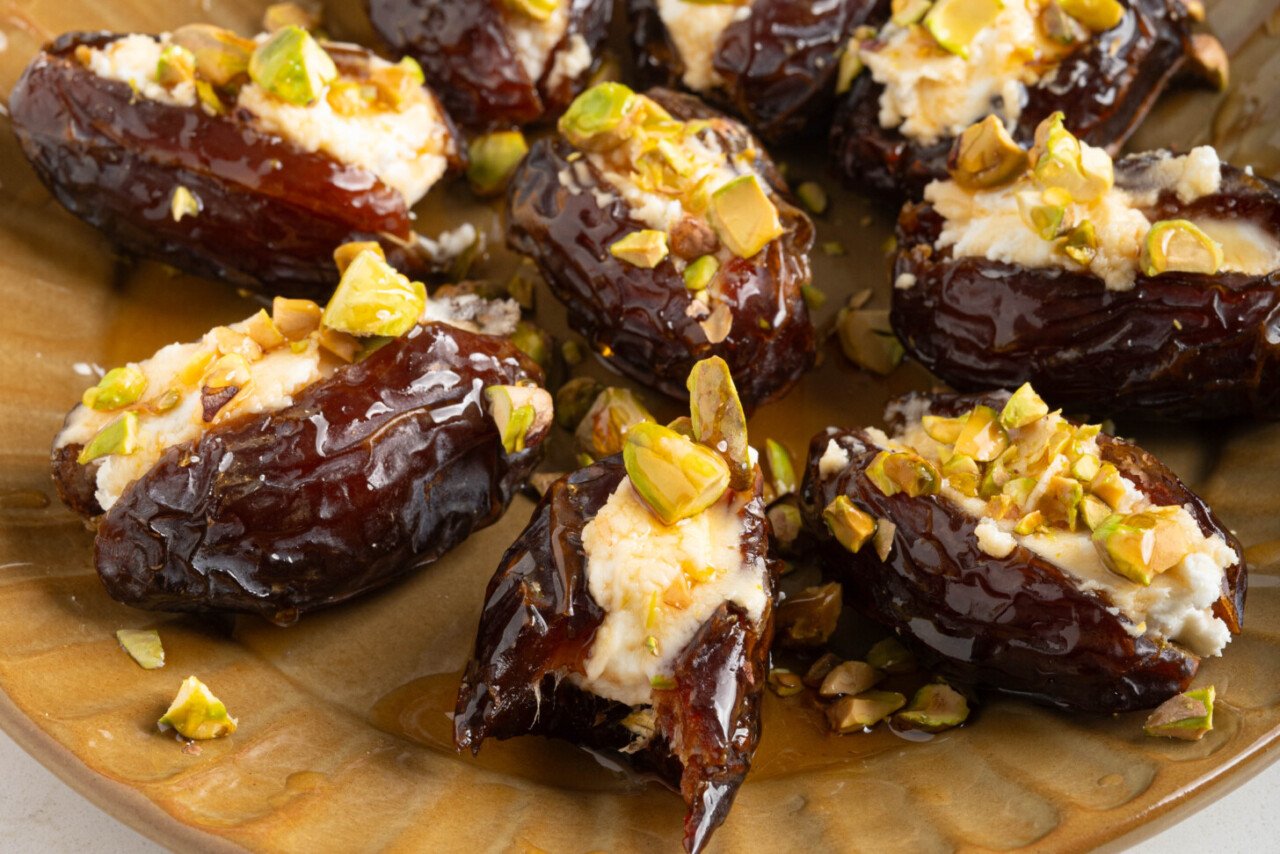 Stuffed Dates with Goat Cheese and Pistachios | Salima's Kitchen
