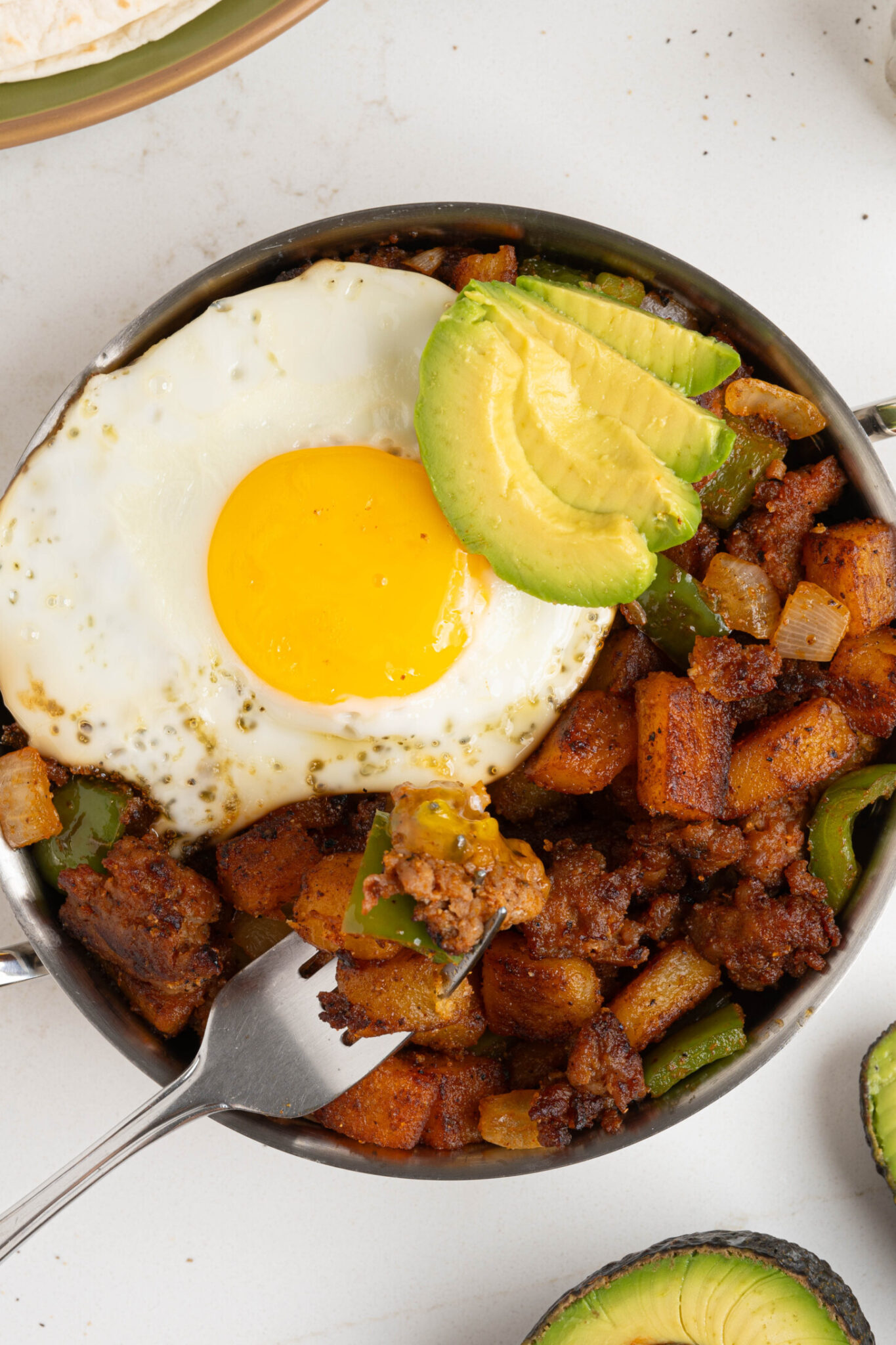 Chorizo Breakfast Hash Potatoes and Egg | Salima's Kitchen